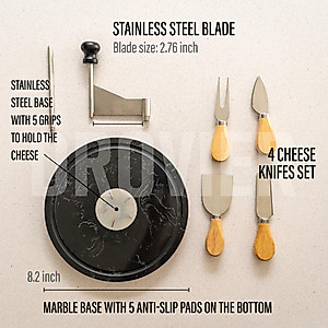 Cheese Curler Marble and steel + Cheese Knife Set - Cheese Shaver - Cheese Wheel Curler - Girolle Cheese Shaver - Tete de Moine Cheese Curler- Girolle - Spiral Cheese Shaver - Cheese flower Cutter