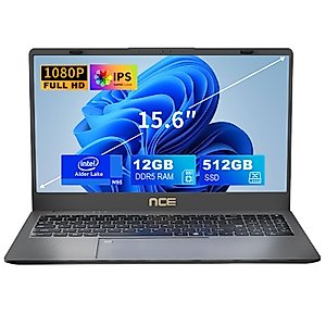Laptop Computer, 15.6 inch FHD 1080P IPS Screen with Intel Quad-Core N95 Processor, 12GB DDR5 RAM 512GB M.2 SSD, Windows 11 Pro, Type_C, HDMI, USB 3.0, Numeric Keypad, Bluetooth 5.0, 2.4G/5G WiFi