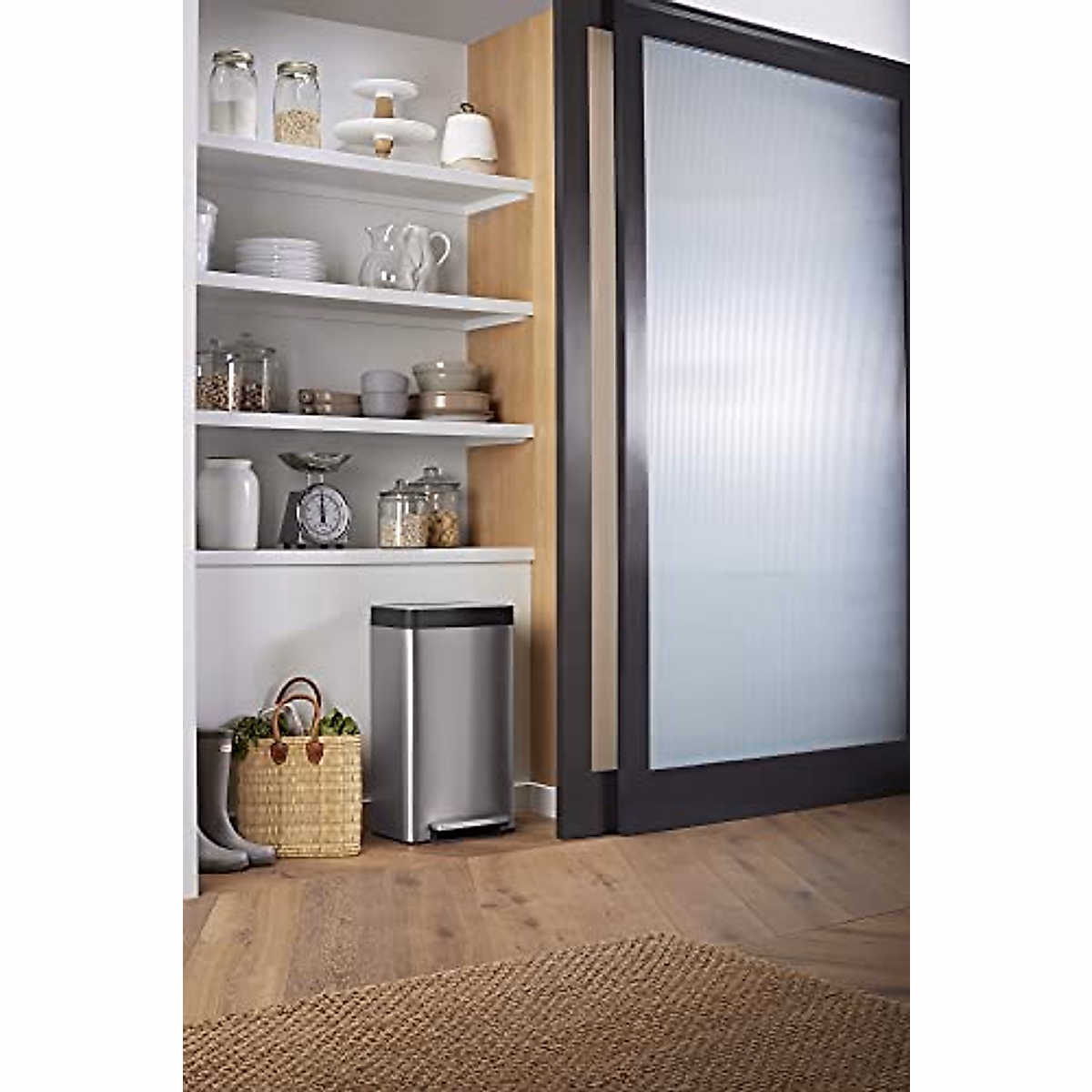 KOHLER 8 Gallon Tall Hands-Free Kitchen Step Can, Trash Can with Foot Pedal, Quiet-Close Lid, Stainless Steel, K-20941-ST