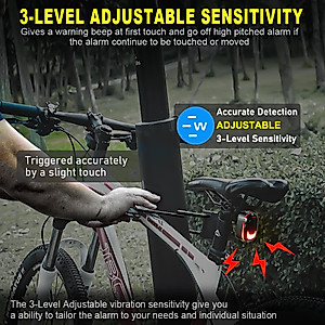 PADONOW Alarm Bike Tail Light: Wireless Remote Bicycle Rear Light USB-C Rechargeable Smart Motion Anti Theft Taillight with Loud Horn Red Led Flashing Lights Waterproof High Lumen Cycling Back Light