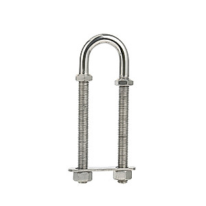 Amarine-made Stainless Steel Marine Boat Stern Bow Eye Tie Down U Bolt (1/2-Inch and 3/8-Inch Optional) (Silver, 3/8" Dia - 2-1/2" Thread Lenght)