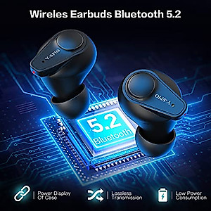 Y-SPIO Wireless Earbuds, Bluetooth 5.2 Earphones with HD Mic, Touch Control Wireless Bluetooth Headphones, in-Ear HiFi Stereo Wireless Headphones, Super Light Bluetooth Earbuds for iOS Android Phone