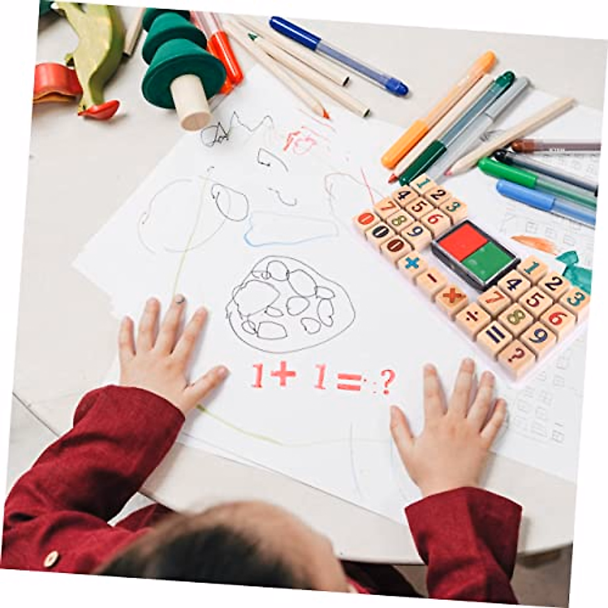 Tofficu Wood Toys 3 Sets Number Stamps Wooden for Card Making Diary Stamp Wood Block Number Stamper for Number Signet Stamper die Seal self Made Bamboo Scrapbook Kids Stamps