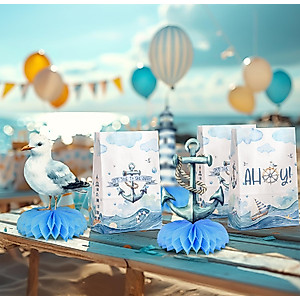 Celee 9 Pack Nautical Party Honeycomb Centerpieces for Kids' Nautical Birthday Decorations and Baby Shower Supplies - Cute Nautical Table Toppers for Nautical Theme Party