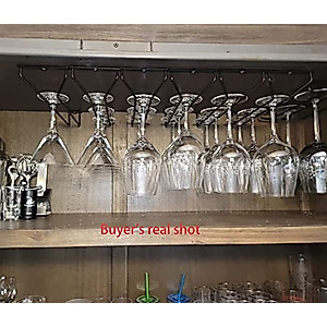 DZHJKIO Black Stemware Rack,Wire Hanging Rack,Under Cabinet Wine Glass Rack,Wine Glass Hanging Rack 2 Pack 14 Inch