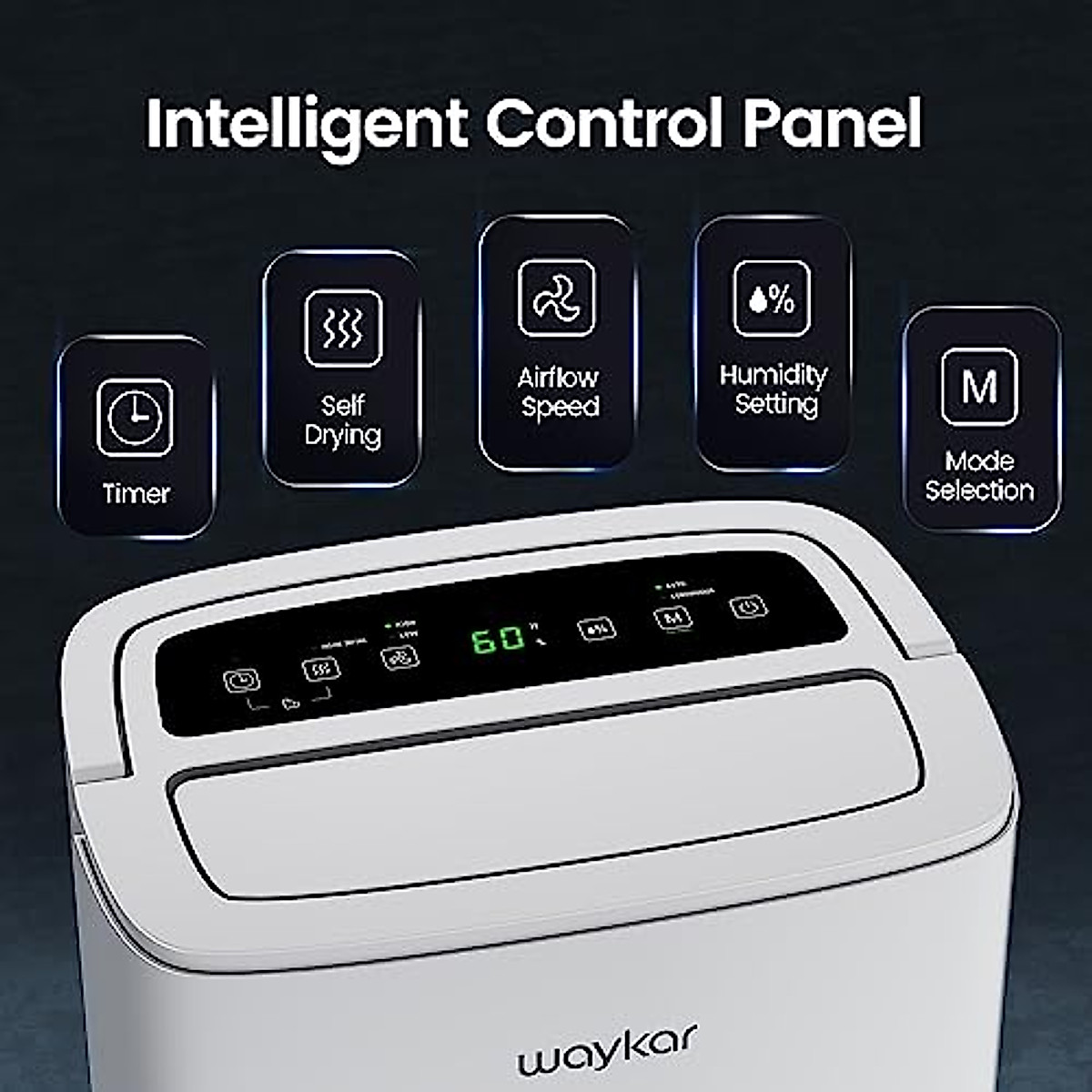 Waykar 120 Pints Energy Star Home Dehumidifier for Spaces up to 6,000 Sq. Ft at Home, in Basements and Large Rooms with Drain Hose, Handle, Auto Defrost and Self-Drying.