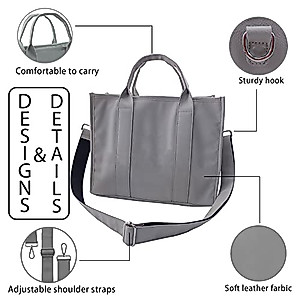 Tote Bag for Women, Leather Crossbody Bag, Handbag for travel, School and Party(Grey Medium)