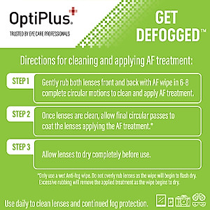 OptiPlus Anti Fog Pre-Moistened Cleaning Wipes for Glasses, Screens, Lenses - Quick-Dry, Scratch-Free, 100 Count