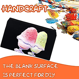 10 Pack Blank DIY Craft Bag Canvas Pen Case Black Makeup Bags Invoice Bill Bag Multipurpose Travel Toiletry Pouch with Black Zipper