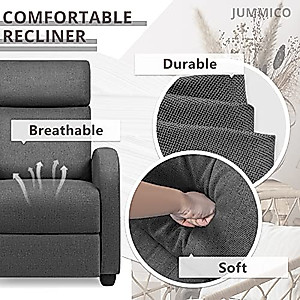 JUMMICO Recliner Chair Adjustable Home Theater Single Fabric Recliner Sofa Furniture with Thick Seat Cushion and Backrest Modern Living Room Recliners (Aurora Grey)