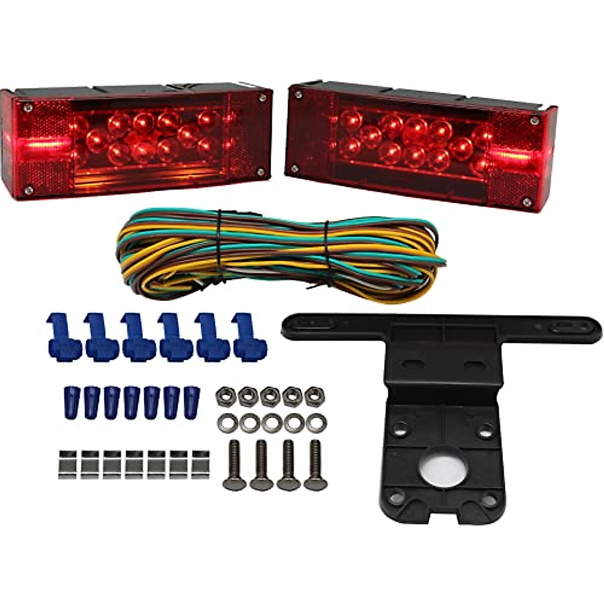 MAXXHAUL 70468 Trailer Light Kit - 12V All LED, Rectangular Left and Right Waterproof Submersible for Trailers, Boat Trailer Truck Marine Camper RV Snowmobile