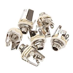 6Pcs Yootones 6.35mm Guitar Input Jack TS Mono Panel Mount Socket with Washer & Nut Solder Type Compatible with Electric Guitar Bass