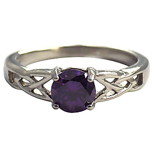 Fantasy Forge Jewelry February Celtic Birthstone Ring Purple Cubic Zirconia Engagement Band Size 10