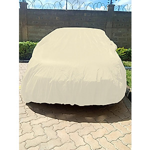 Bynbbur 14 FT Round Patio Furniture Cover Outdoor Table Chair Set Covers Car Cover Trampoline Cover Wire Rope Hemmed All Edges, Sturdy Cover for Outdoor Furniture Set (Beige)