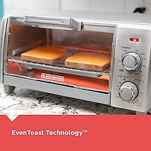 BLACK+DECKER 4-Slice Crisp 'N Bake Air Fry Toaster Oven, TO1787SS, 5 Cooking Functions, 30 Minute Timer, Stainless Steel