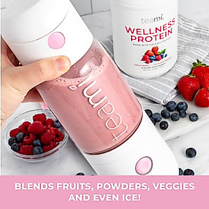 Teami MIXit Portable Blender 2.0 - USB Rechargeable, 18.6oz, GLASS - Use at the Office or Gym - 30 Seconds for Smoothies and Protein Shakes, Personal Blender with 6 Powerful Blades (Baby Pink)