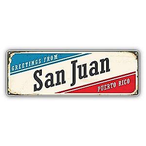 San Juan Retro Travel Tin Sign Truck Car Window Bumper Sticker Decal 5"
