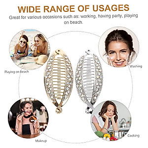 LALAFINA 4pcs Interlocking Hair Clips Banana Clips Hair for Fine Hair Rhinestone Banana Clip Rhinestone Hair Clips Hair Clips Medium Size Rhinestone Hair Accessories Fish Shape Clip Hairpin