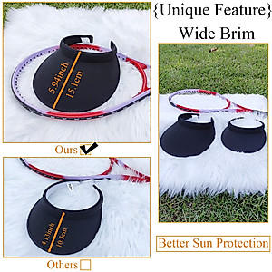 Women Visor Wide Brim Sun Hat Clip on Adjustable Outdoor Golf Football Tennis Pickleball Sport Ladies Comfortable Breathable Cap Travel Men Beach Visors (Black)