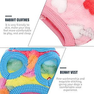 POPETPOP Warm Pet Shirts 4pcs Small Dog Winter Clothes Rabbit Warm Clothes Coral Fleece Animal Vest T-Shirt Warm Bunny Rabbit Apparel for Cat Puppy Kitten Ferret Chihuahua