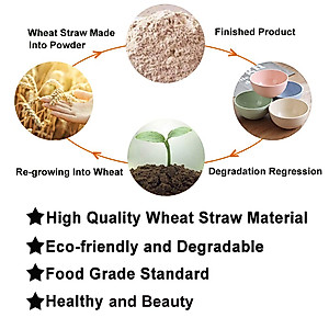 Set of 5 Unbreakable Lightweight Rice Bowl, Premium Wheat Straw Cereal Bowl, Bowl mouth 5.3Inch Soup Bowls, for Cereal, Soup and Fruit, Salad, Noodle, Dishwasher safe (Beige)