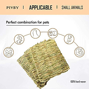 PINVNBY Rabbit Mat for Cages Woven Bunny Grass Bed Nest Chew Toy Bed for Hamsters Parrot Hedgehog Guinea Pig Bunny and Other Small Animals (12 Pack)