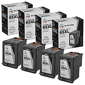 LD Products Remanufactured Ink Cartridge Replacements for 65XL N9K04AN HP 65XL Black Ink Cartridge High Yield for HP Deskjet 2652, 3722, 3730, 3732, Envy 500 Series 5010, 5020 5032 5052 (Black 4-Pack)