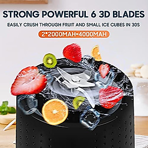 Spardar Portable Blender for Shakes and Smoothies with USB, 4000mAh Portable Blender 6pcs 3D Blades Strong Blending Power Personal Blender, BPA-Free Portable Juicer Smoothie Maker (Black A1)