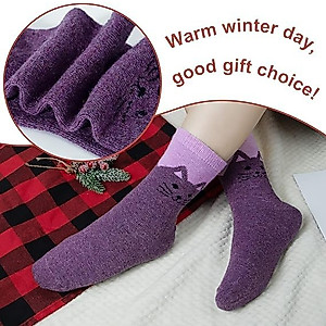 YSense 5 Pairs Womens Wool Socks Thick Knit Warm Winter Socks Cozy Comfy Socks Gifts for Women