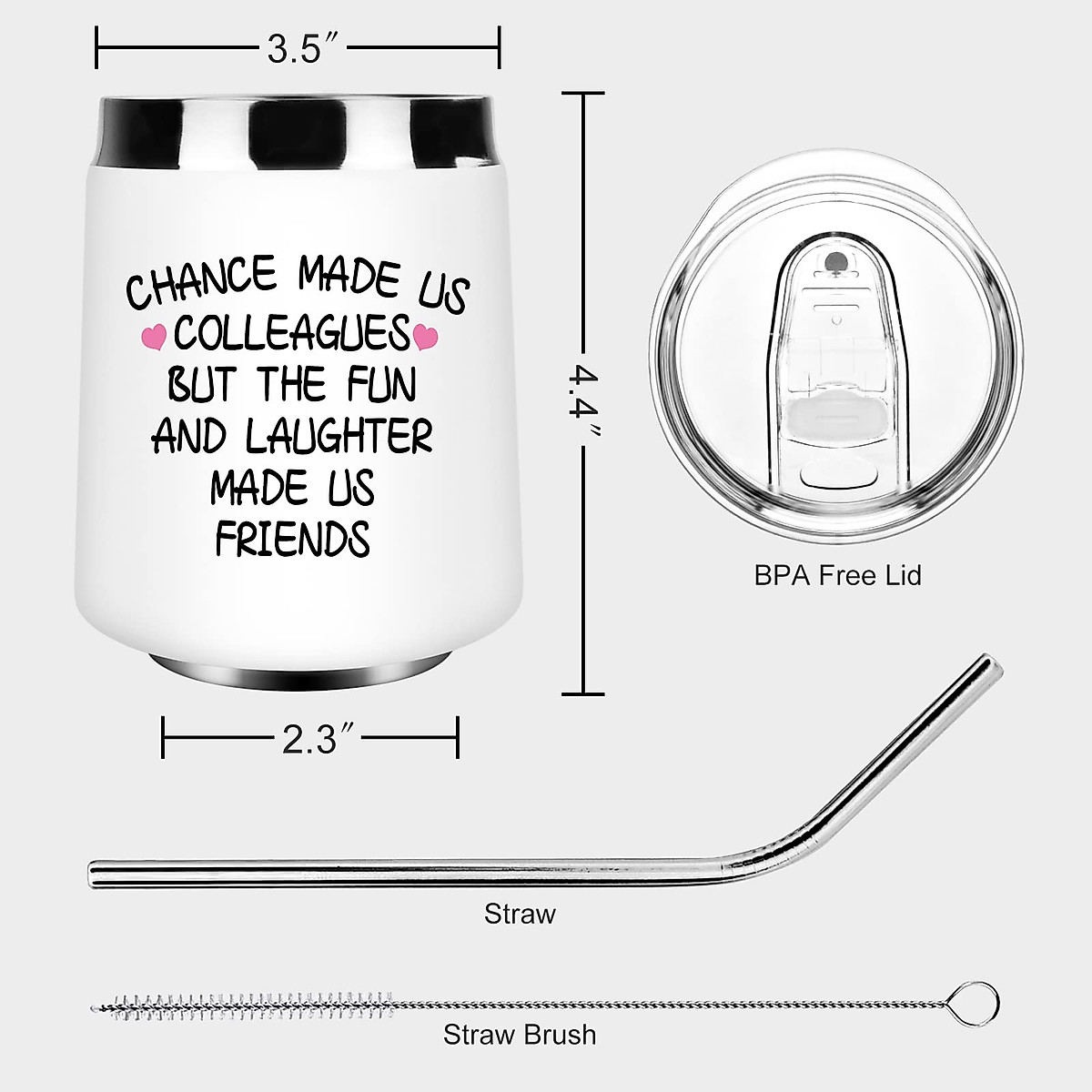 NBOOCUP Coworker Gifts for Women, Chance Made Us Colleagues - Funny Leaving Farewell or Going Away Thank You Birthday Christmas Gifts for Coworkers Colleague Boss Women, 12 oz Stemless Wine Tumbler