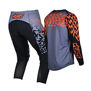 Willbros Youth Jersey Pant Combo Kids MX Motocross Gear Set Racewear Off-Road MTB ATV Motorcycle Boys Girls Black Orange YM