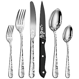 SenceHome 48 Piece Silverware Sets, Flatware Set for 8, Stainless Steel Cutlery Sets for Home Kitchen Restaurant Hotel, Dishwasher Safe