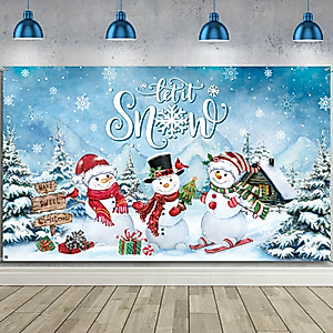 Christmas Backdrop for Photography Rustic Xmas Background Winter Snowman Gifts Polyester Wall Decorations Portrait Photobooth Party Banner Photo Studio Props for Holiday New Year Party Supplies