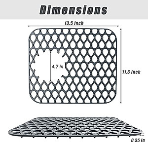 2-Pack Kitchen Sink Mat, Silicone Sink Mats for Stainless Steel Sink, Sink Protectors for Kitchen Sink, Silicone Drying Mat Dish Dryer Mats, Can be Cut for Center Drain or Rear Drain (13.58"x11.6")