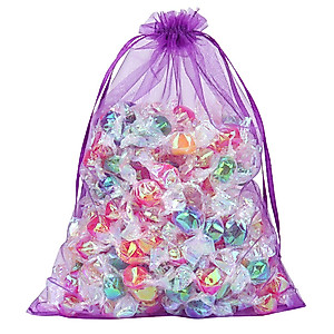 Zwish 100 Pack 6x9 Inches Organza Gif Bags 10 Mixed Solid Colors for Toys Candy Chocolate Party Christmas Wedding Favor Gift