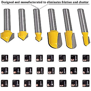 OLETBE 1/2 Inch Shank Router Bit Set 41 PCS, Extended Door Rail Cabinet Stile Router Bits Sets, Woodworking Milling Cutter Tools, Router Grooving Tool(Yellow)