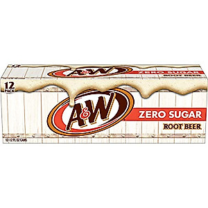 A&W Zero Sugar Root Beer Soda, 12 fl oz cans (Pack of 12)