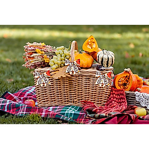 4 Rolls Fall Ribbons 3/8" Grosgrain Satin Pumpkin Maple Leaves Ribbons Orange Ribbons Autumn Give Thanks Words Thanksgiving Ribbon for Gift Wrapping Bows Fall Crafts Supplies 0.4/0.8inch, 20Yards