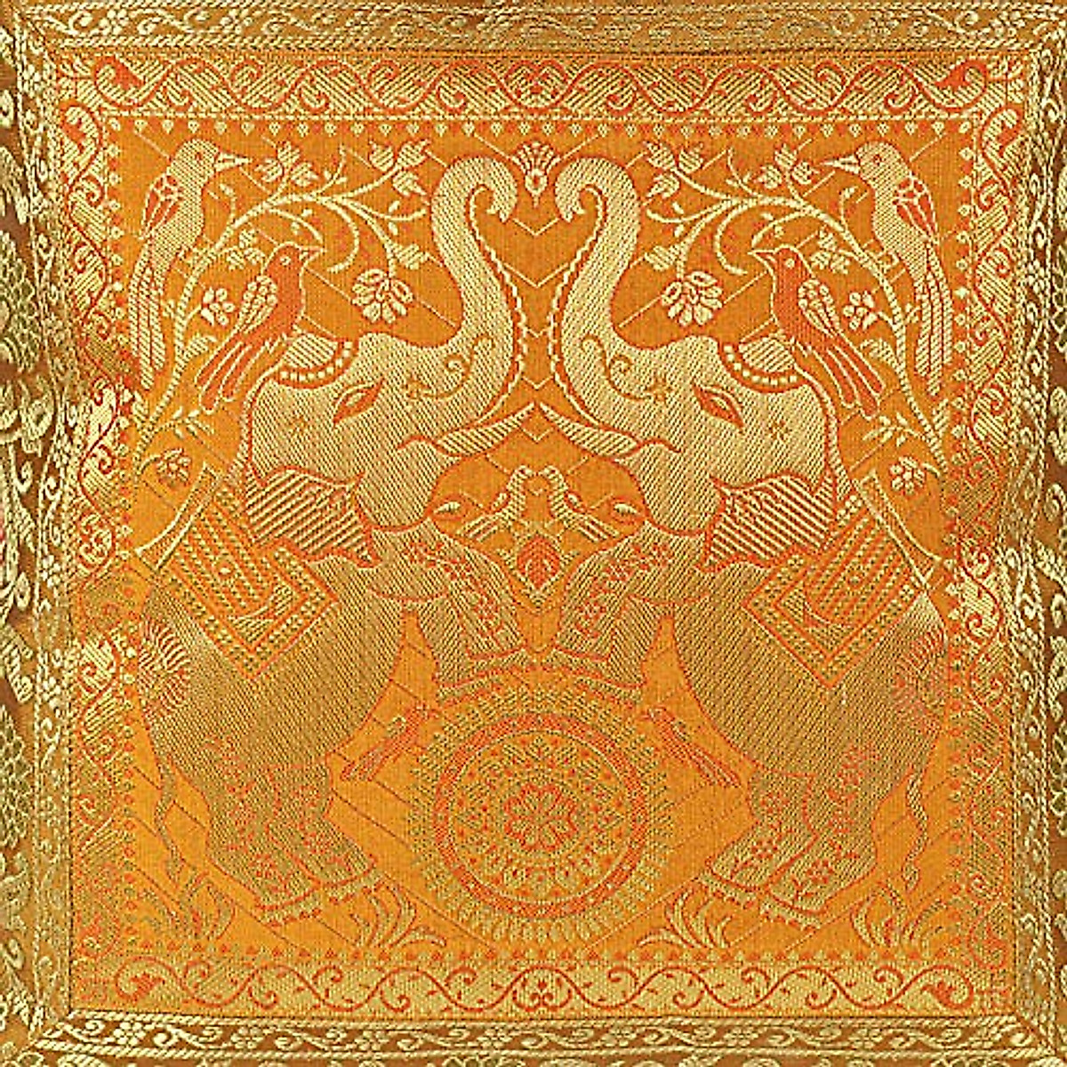 DecorHack by Arusaya Set of 2 Elephant Design Indian Traditional Throw Pillow Cover Beige Cushion Cover 16 X 16 Inch