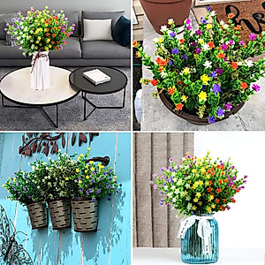 LUCKY SNAIL Artificial Flowers, Fake Outdoor UV Resistant Boxwood Shrubs Plants, Lifelike Plastic Flowers for Indoor Outdoors Home Office Garden Wedding Sidewalk Trim Decor, 4 Pcs(Orange)