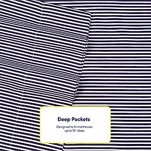 Full Size Bed Sheets - 6 Piece 1500 Supreme Collection Fine Brushed Microfiber Deep Pocket Full Sheet Set Bedding - 2 Extra Pillow Cases, Great Value, Full, Classic Stripe Navy