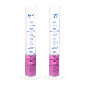 uxcell Plastic Graduated Cylinder, 500ml Measuring Cylinder, Science Test Tube Beakers, 2-Sided Metric Marking, Clear Hex Base for Lab Home 2Pcs