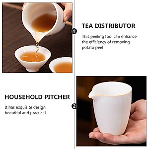 YARNOW Ceramic Chinese Gong Kung Fu Tea Cup Milk Pitcher Cha Hai Tea Fairness Cup Sharing Pitcher Gong Dao Bei Cup (White)