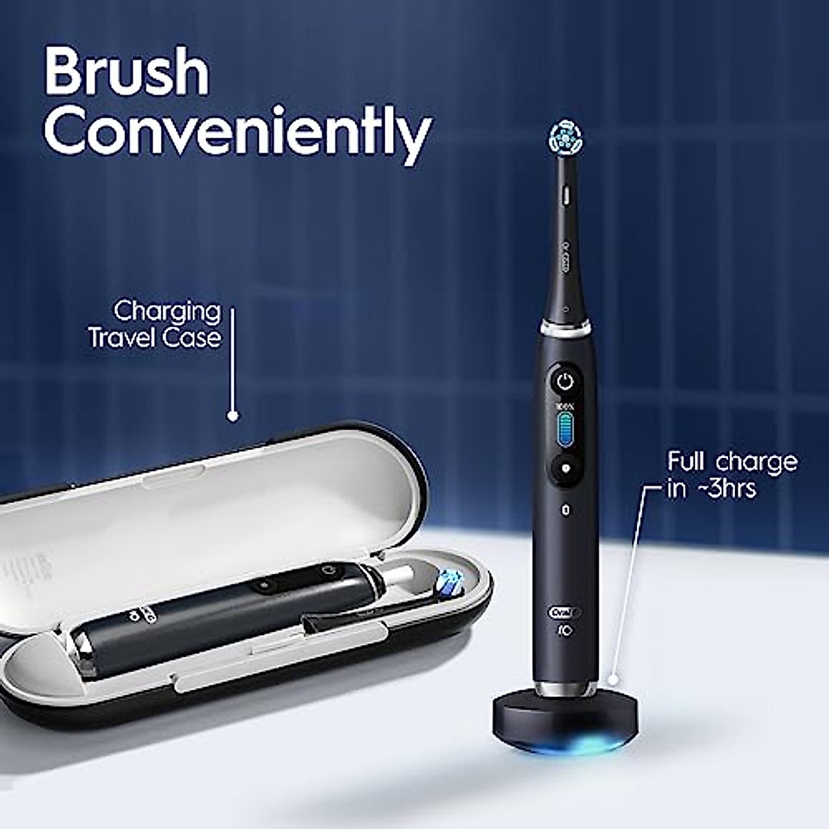 Oral-B iO Series 9 Electric Toothbrush with 4 Brush Heads, Aqua Alabaster