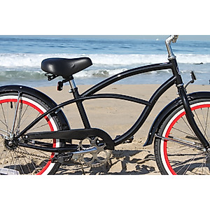 Firmstrong Urban Boy Single Speed Beach Cruiser Bicycle, 20-Inch, Black w/ Red Rims