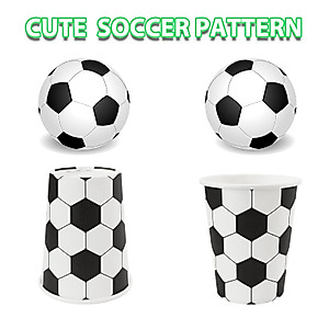 EaciTown Soccer Themed Party Cups 9OZ Paper Soccer Ball Pattern Drinking Cups Soccer Birthday Party Favors Soccer Baby Shower Supplies (30), Standard