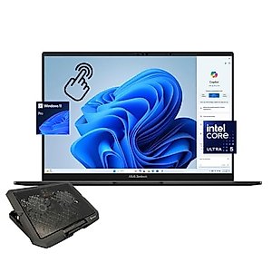 ASUS Zenbook 14 OLED Laptop, 14" WUXGA 500 nits Touchscreen, 14-Cores Ultra 5-125H (Beats i7-1355U), 8GB LPDDR5 RAM, 1TB PCIe 4.0 SSD, Backlit, HDMI 2.1, Thunderbolt, SPS Cooling Pad, Win 11 Pro