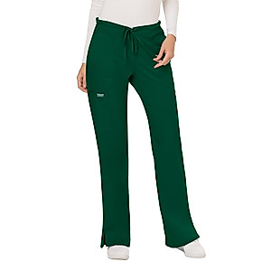 WW Revolution by Cherokee Women's Mid Rise Moderate Flare Drawstring Pant Tall, Hunter Green, X-Small Tall