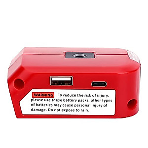 Elefly M18 Dual USB Charger Adapter Replacement for Milwaukee M18 Power Source 49-24-2371 with LED Work Light, Compatible with Milwaukee M18 Battery 48-11-1850 48-11-1862 48-11-1820