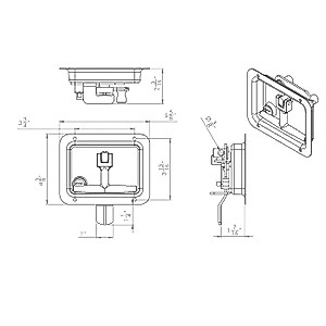 Gordon Glass® Stainless Steel 3 Point Folding T-Handle | Contractor Cap Folding T-Handle, Chrome | Bauer Products 711 | for Camper RV Truck Tool Box | are Truck Cap Folding Handle